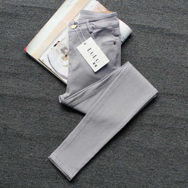 Lulu LULU spring and autumn new candy color pants elastic outer ...