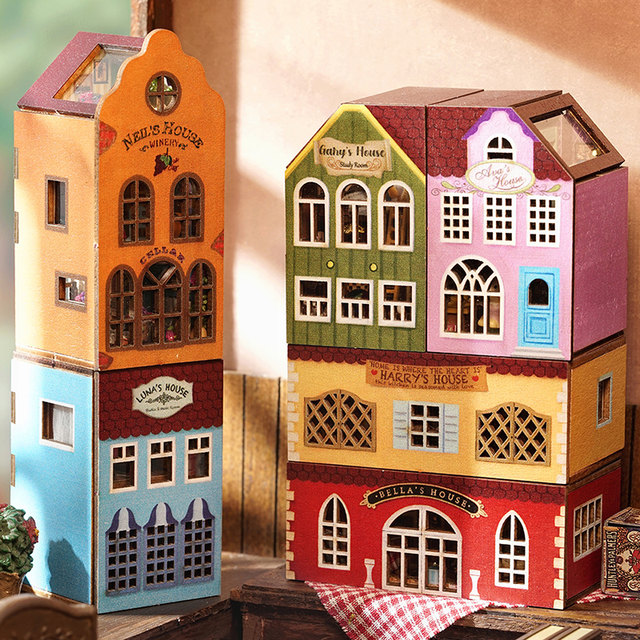 Building blocks diy cabin handmade town mini house model house building ...