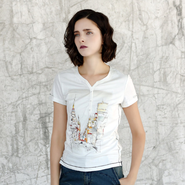 Shiyu Manor 2024 Summer New Straight Printing Female T -shirt Slim and ...
