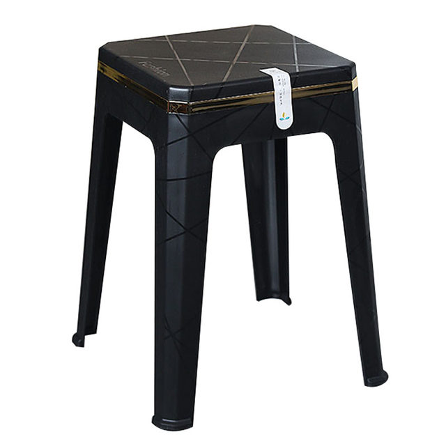 Extra thick black gold stool, gray and black household high plastic ...
