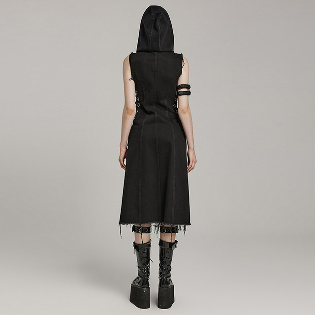 Decadent Wind sleeveless dress Women's side tie punk jacket long ...