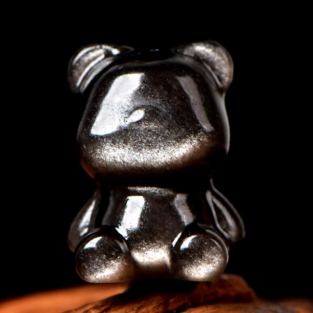 Natural silver obsidian cat claw nine-tailed fox bear love Pixiu wings ...