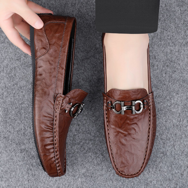 Genuine leather beans shoes men's 2025 new spring versatile business ...