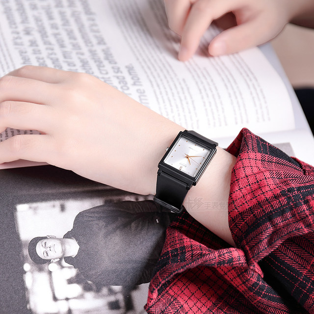 Casio Casio small square watch for women retro internet celebrity small black watch student ...