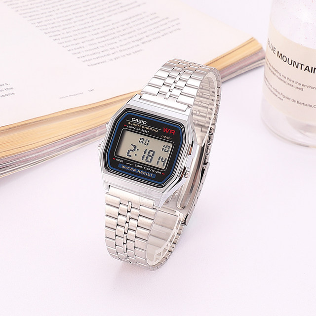 CASIO Casio small square student watch female small silver block ...