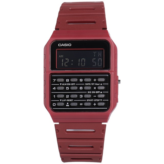 CASIO Casio retro calculator watch waterproof small square table red student electronic watch CA ...