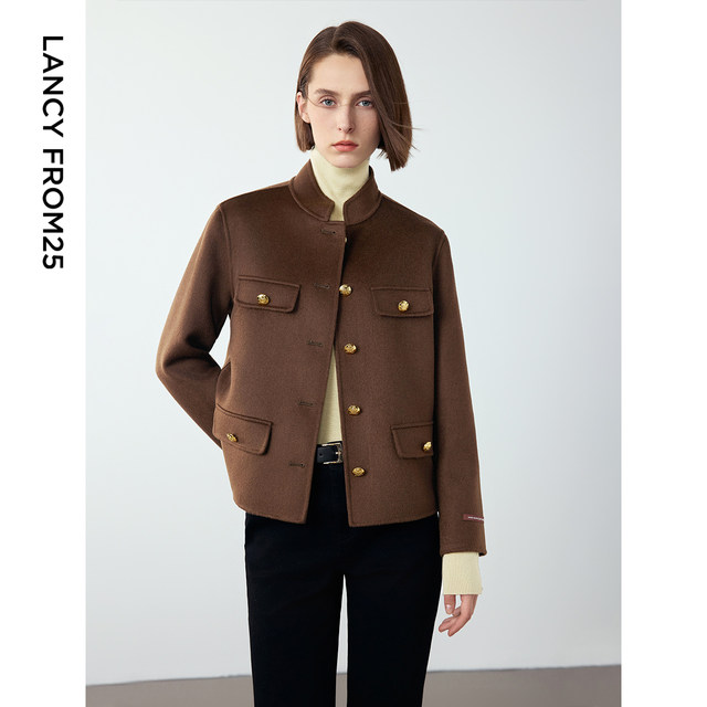 Langzi pure wool design double-sided woolen jacket high-end shoulder ...