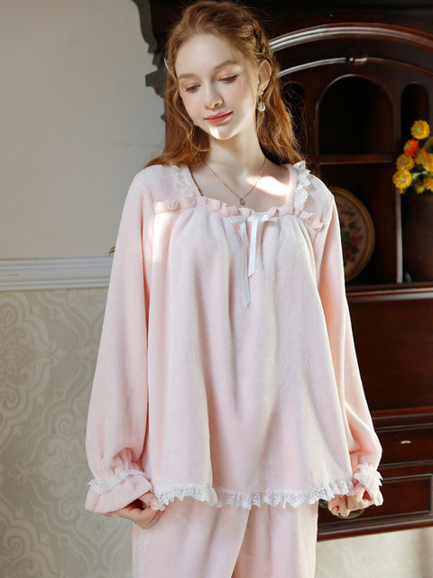 2024 autumn and winter new pajamas for women flannel palace style sweet ...