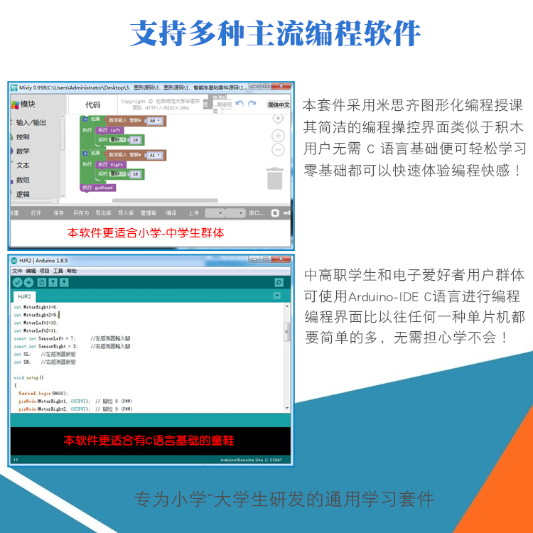 Arduino four-wheel drive smart car robot kit | Huijing electronics Car