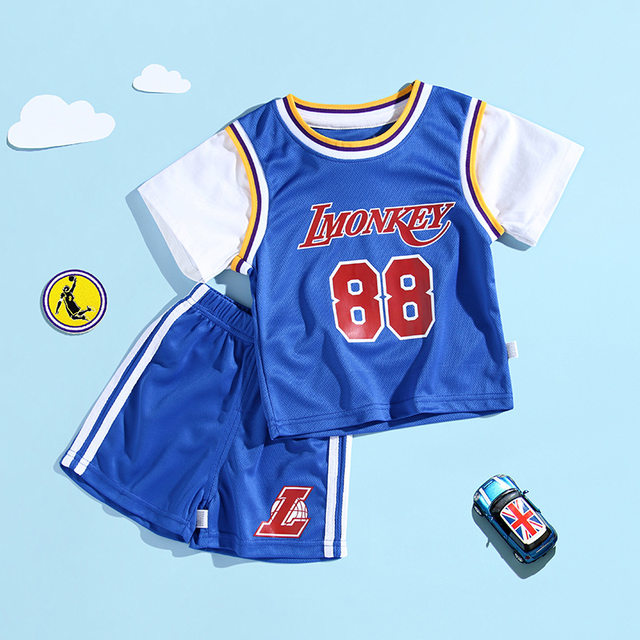Children's summer basketball uniforms for boys and girls, fake two ...