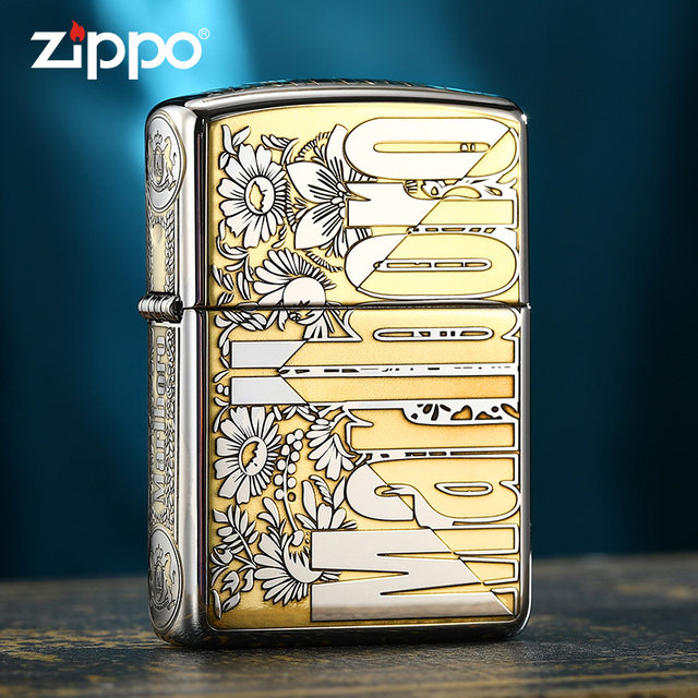 Official genuine Zippo lighter original genuine silver-plated Marlboro ...