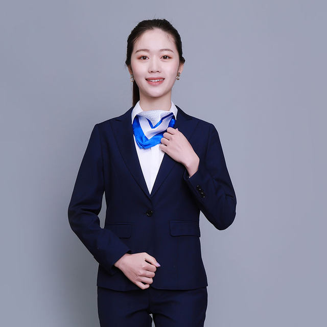 Volvo 4S store women's suit professional work clothes navy blue slim ...