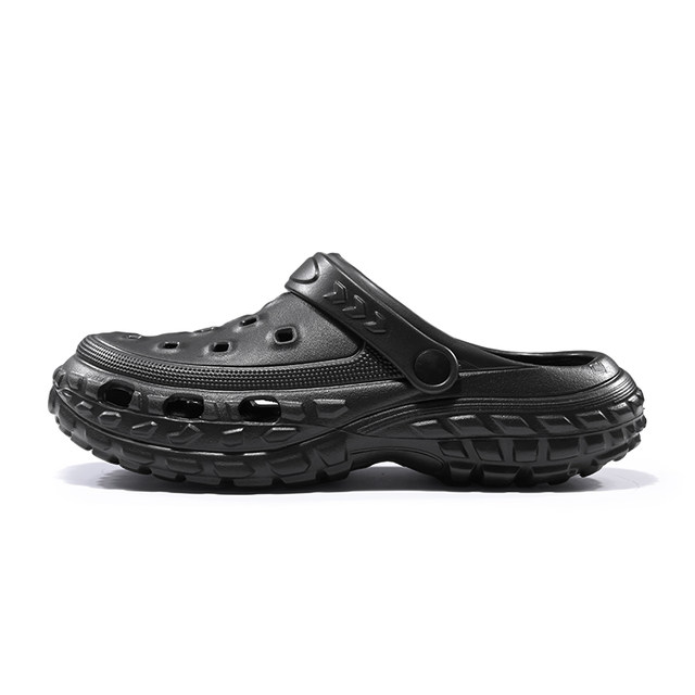 Black Men's Croc Shoes 2024 New Summer Outerwear Non-slip Anti-odor ...