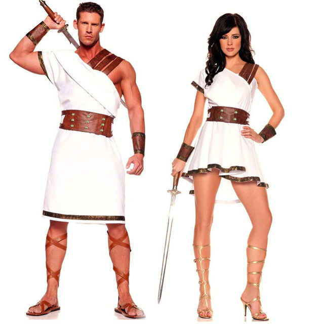 Ancient Roman costumes, couple costumes, white togas, men's and women's ...