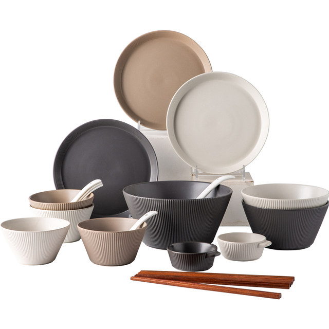 Bowl and dish set household modern light luxury high-end tableware ...
