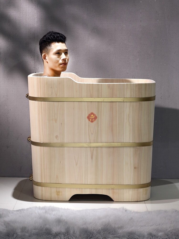 Baishan Japanese Cypress Wooden Bathtub - 90x60x78cm