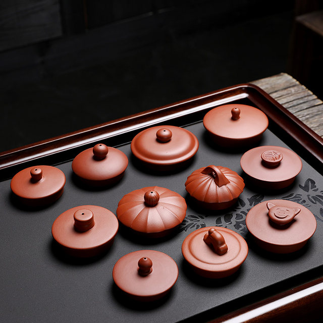 Chinese semi-handmade red purple sand teapot lid, tea cup lid, non ...