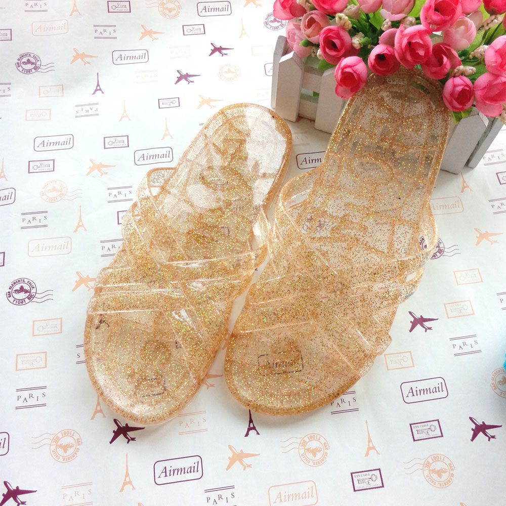 Купить Обувь для дома 秋季室内浴室防滑拖鞋 女喷彩水晶透明家居拖鞋洗澡防水漏水凉拖 Boom foot world 02 ...