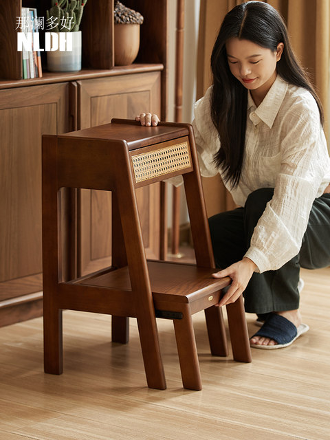 Solid wood stool household creative multi -functional shoe stool dual ...