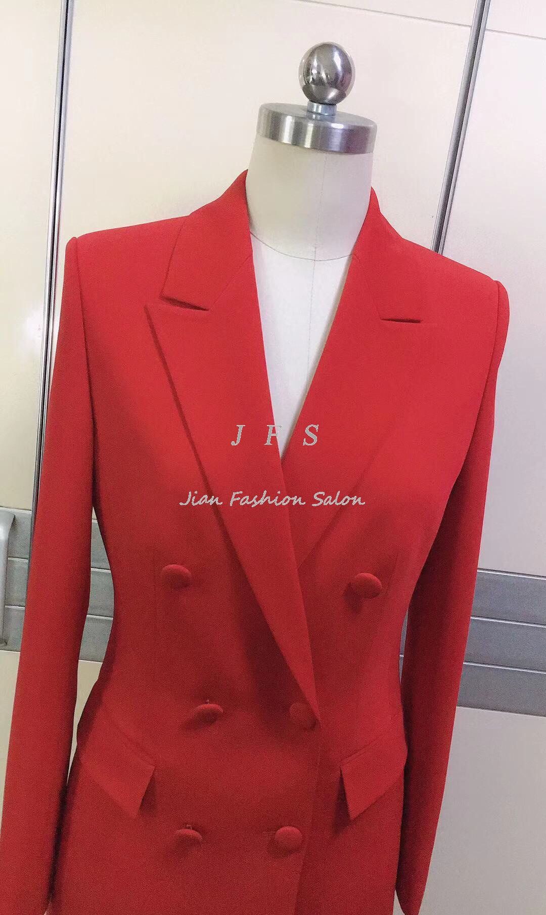 JFS new double-breasted gun lapel slim fit suit jacket
