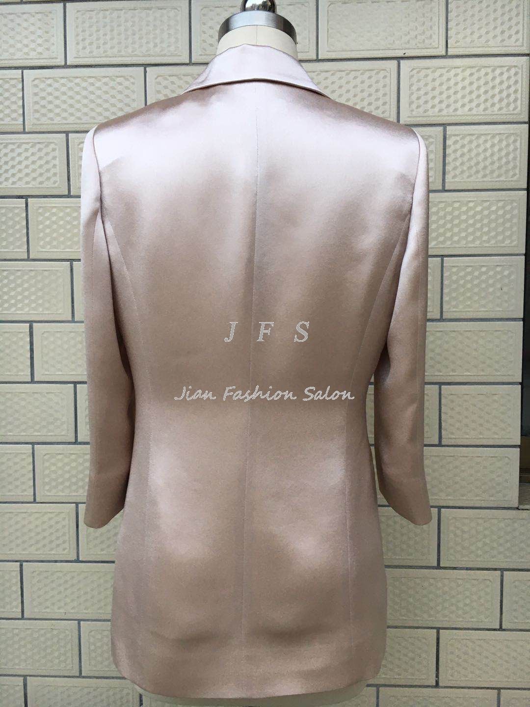 JFS new high-end silk satin gun lapel one-button slim-fitting 7-quarter ...