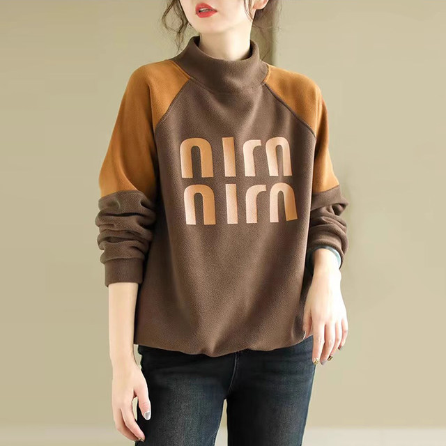 Large size Oli Pin color plugs shoulder sleeve sweater Women in winter ...