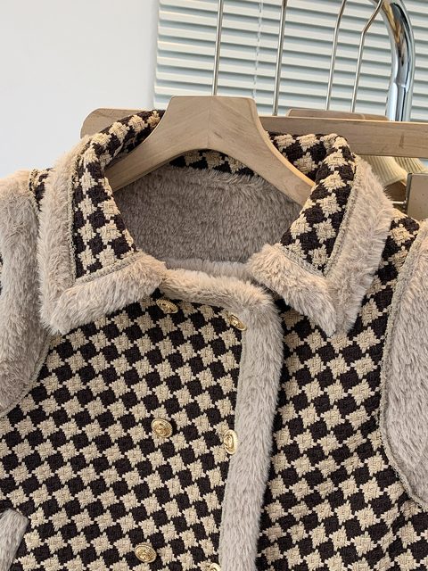 Houndstooth short woolen jacket for women in autumn and winter new ...