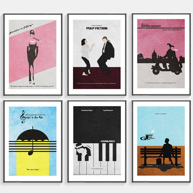 Minimalist niche movie poster hanging painting living room sofa ...