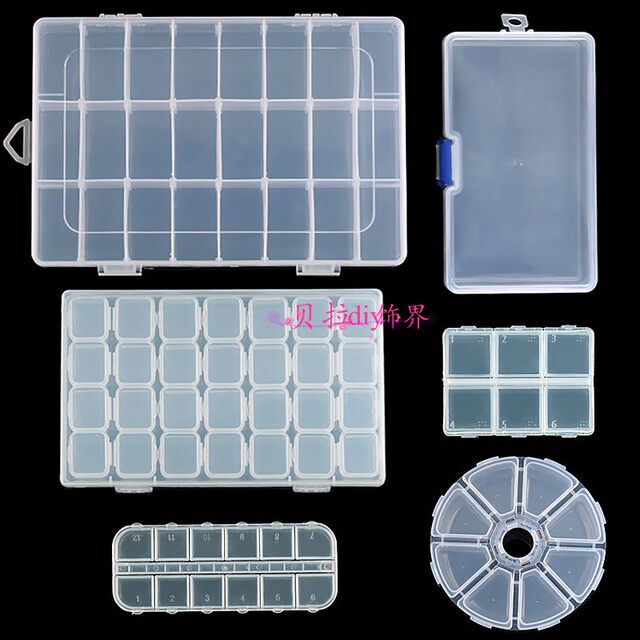 15 grid 24 grid transparent plastic storage box Multi-grid earrings ...