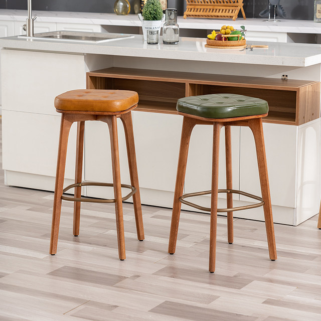 Chinese -style industrial style leather retro LOFT gold tall back bar ...