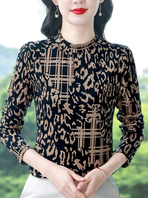 Middle-aged mother long-sleeved T-shirt for women 2024 autumn and ...