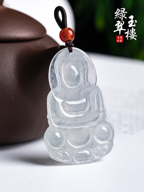 Green Cuiyu Tower Myanmar Natural Lao Pit A jade pendant ice species Guanyin jade pendant ...
