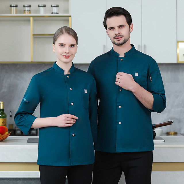 Chef's seven-quarter sleeve work clothes Western restaurant steak shop ...