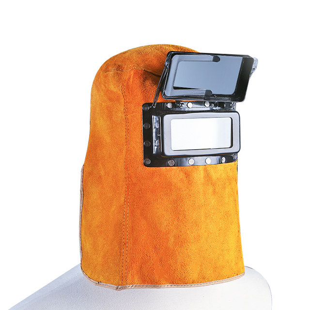 Cowhide welding mask head-mounted welding cap welder welding mask flip ...