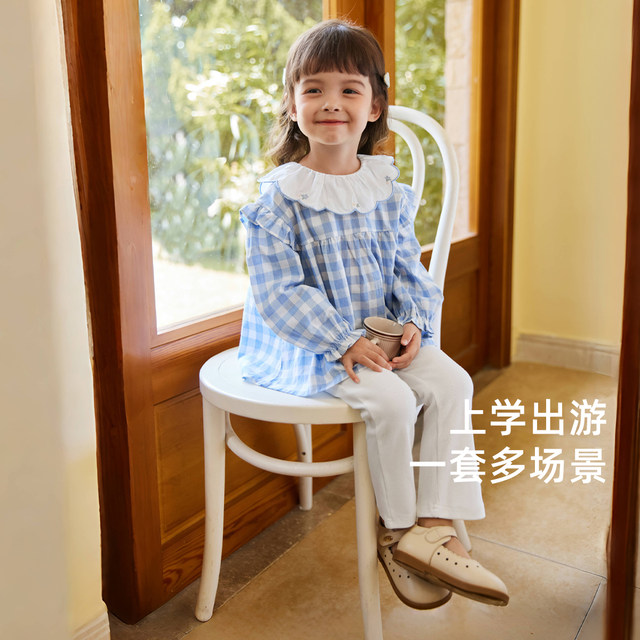 Baby girl autumn clothing suit children's plaid two-piece set children ...