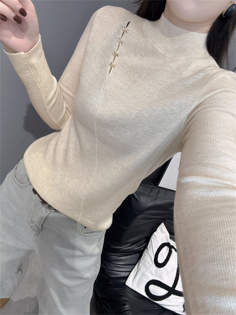 Slim half turtleneck sweater long sleeves for women in autumn and ...