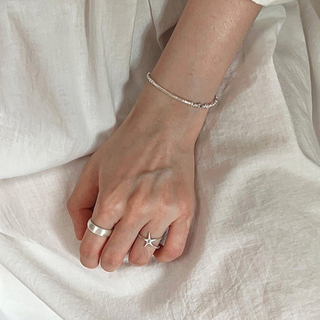 S925 sterling silver matte starfish ring female niche design cold wind ...