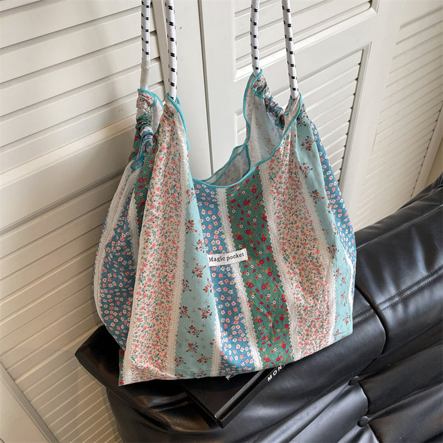 New Chinese style tote bag for women 2024 summer new armpit floral ...