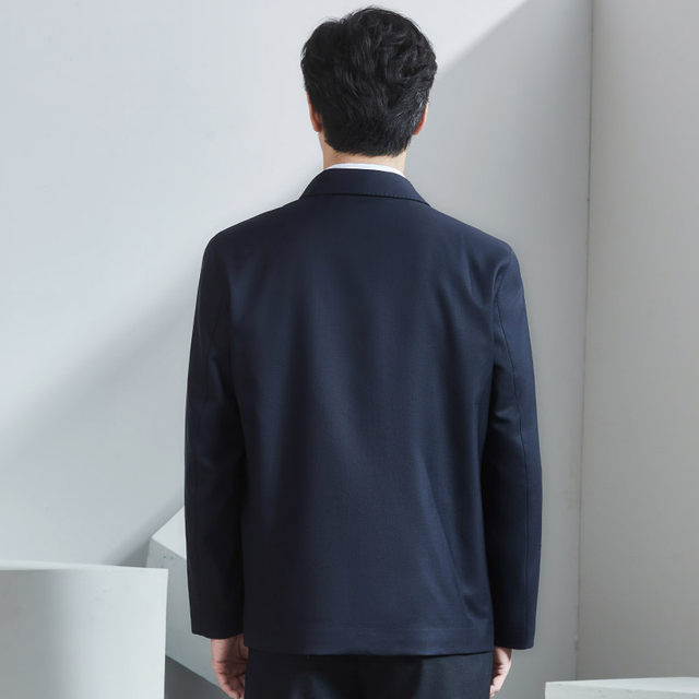 Hongdu Men's Wool Mulberry Silk Jacket Business Lapel Zipper Four ...