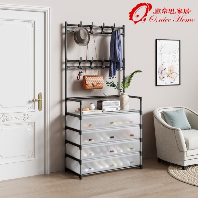 Simple dust-proof shoe and hat rack, large-capacity home shoe rack ...