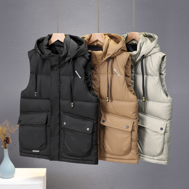 2024 new cotton vest men's autumn and winter down cotton cotton shoulder Korean version of large ...