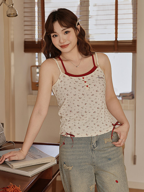 Large size fat mm pure desire bm floral suspender vest for women in ...