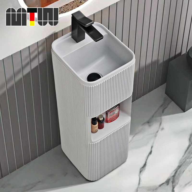 Bathroom Small Column Wash Basin with Artistic Design for Apartments