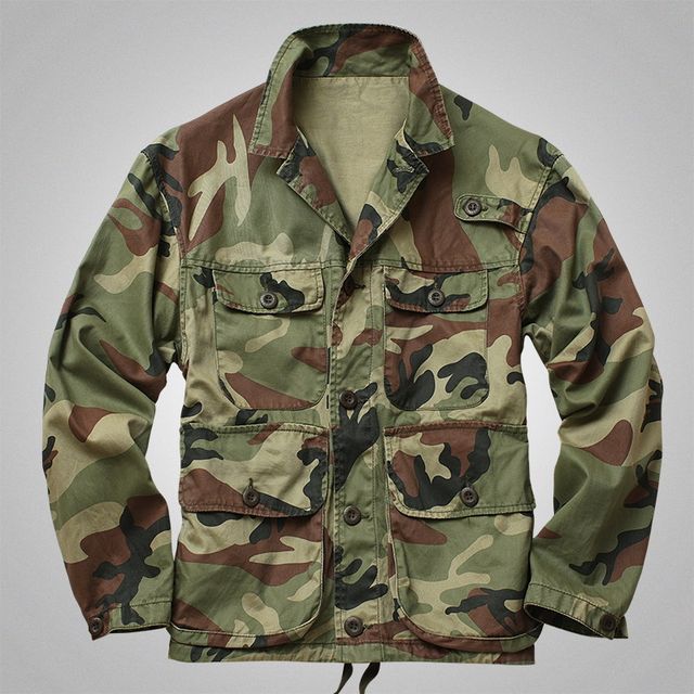 American military spring jacket multi-pocket top overalls camouflage ...