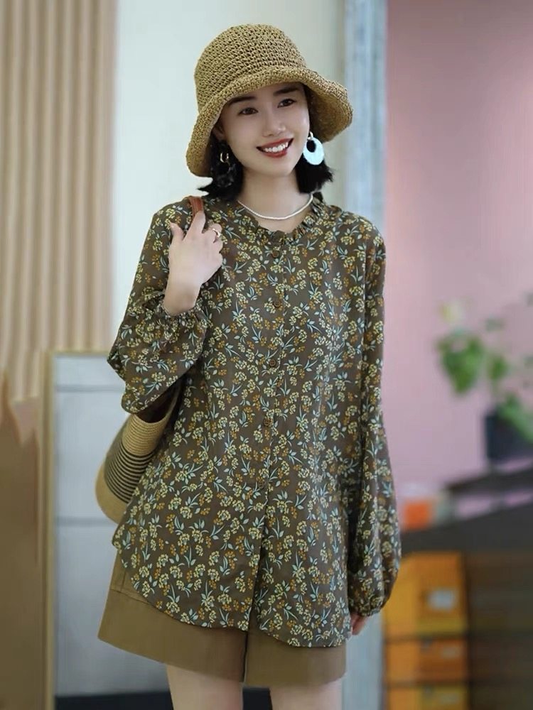 European High-End Plus-Size Floral Loose Shirt 2024 Summer Early Autumn Versatile Fashionable ...