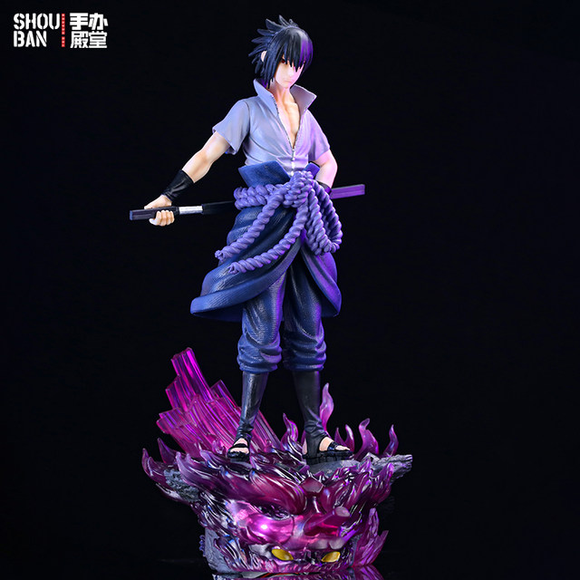 Cw Naruto figure door god Uchiha Sasuke lights up gk model statue ...
