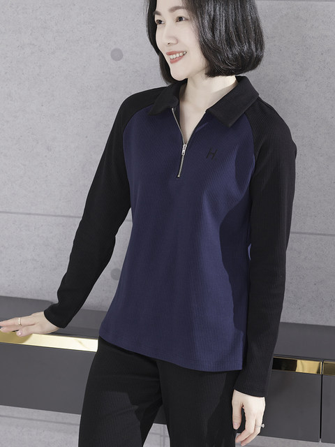 2025 spring new simple casual lapel rammed shoulder contrast ...