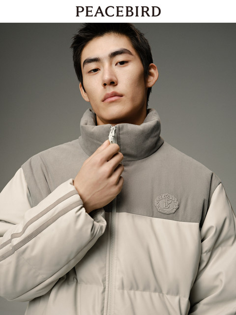 PEACEBIRD Men's Down Jacket Men's Patchwork Bread Jackets Winter Warm ...