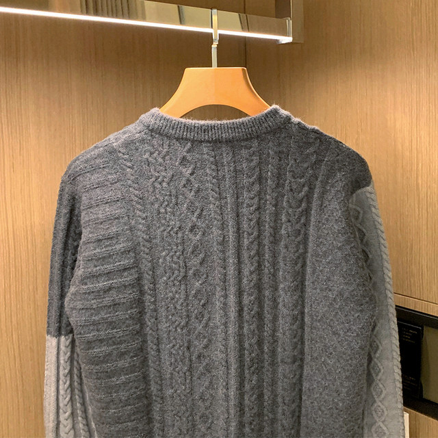 European and American retro twist texture woven wool sweater men's warm ...