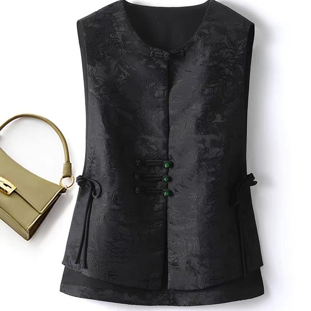 Chinese style women's Chinese style vest disc buckle vest 2024 spring ...